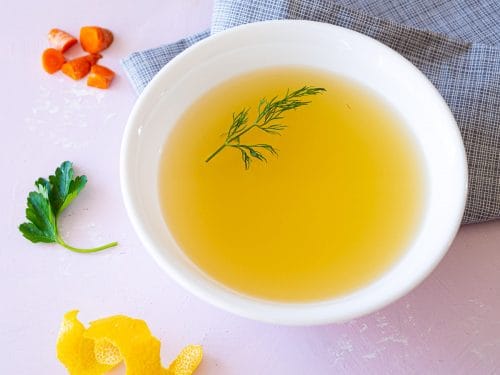 How to make court bouillon for poaching fish, chicken, & vegetables